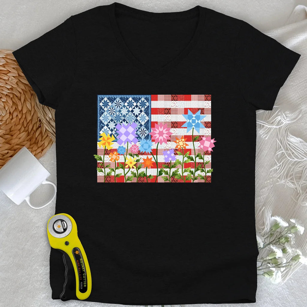 Stars, Stripes & Stitches Lady V-neck – ThreadsMuse