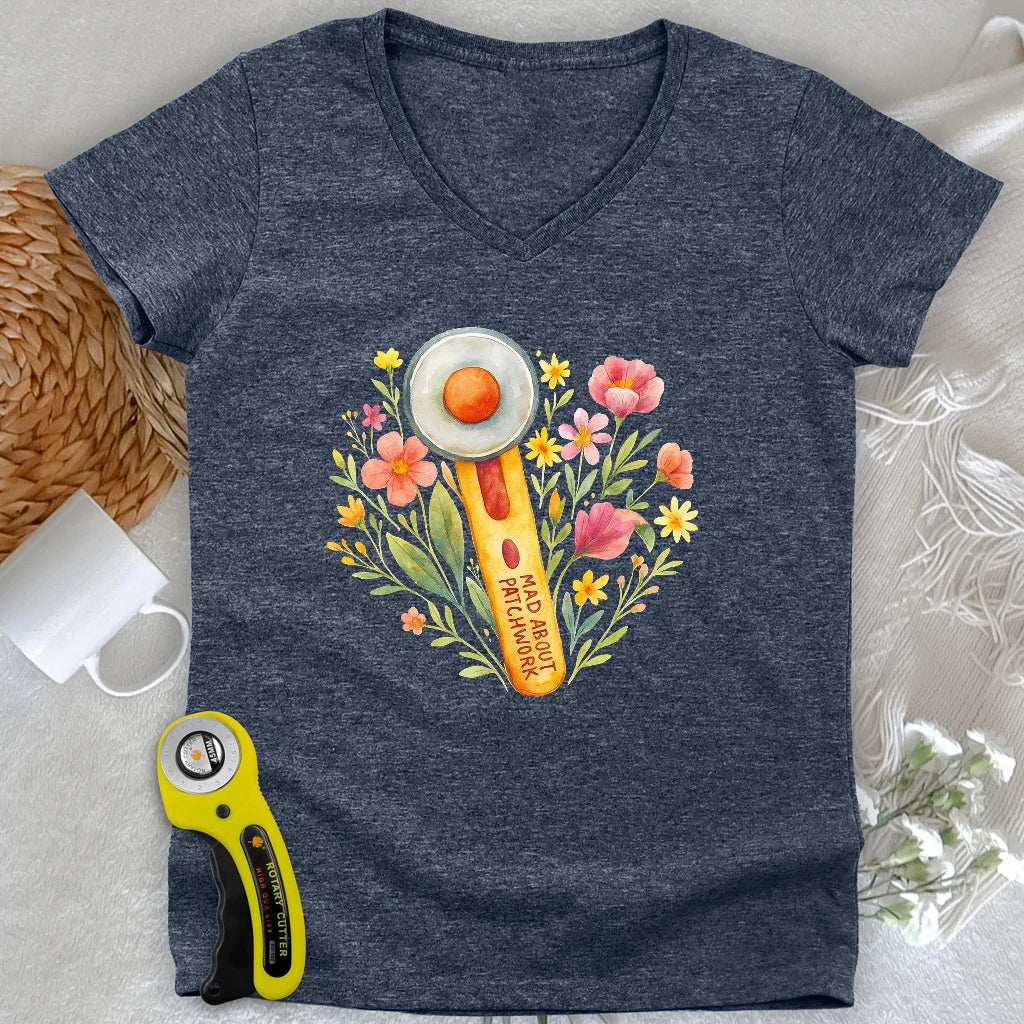 Floral Cutter Lady V-neck – ThreadsMuse