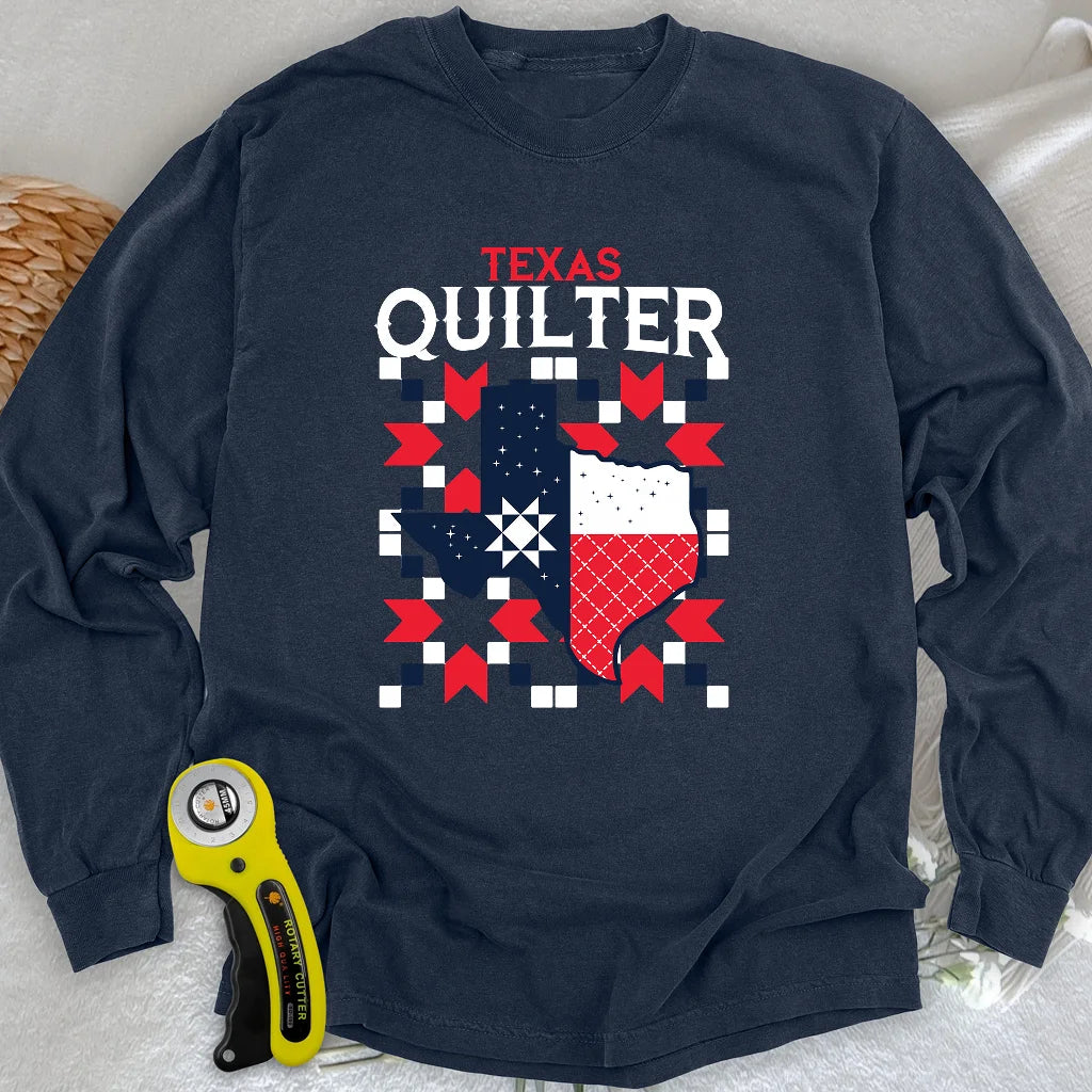 Texas Quilter Long Sleeve T-shirt – ThreadsMuse