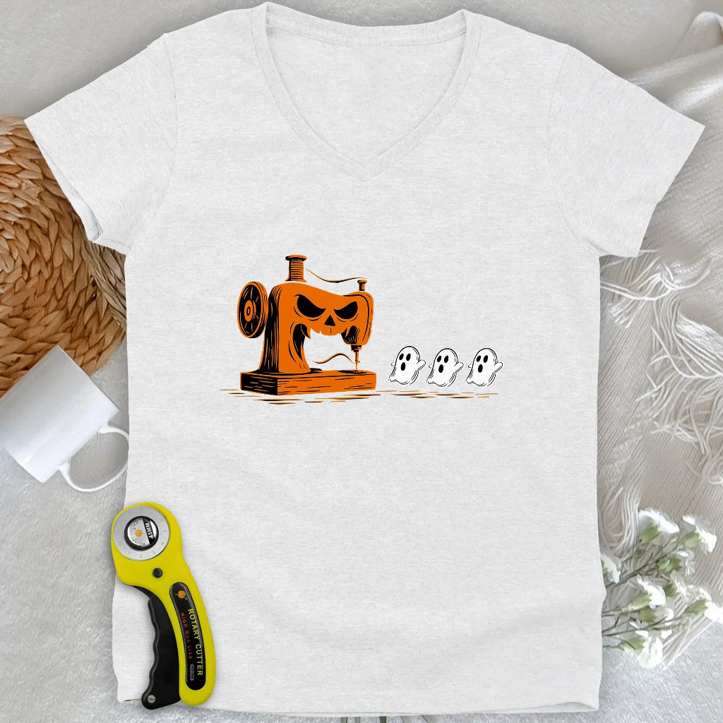 Demon Stitch Machine Lady V-neck – ThreadsMuse